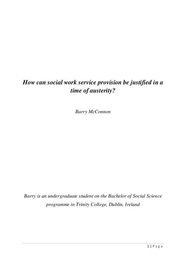 (DOC) How can Social Work Service Provision be Justified in a Time of ...