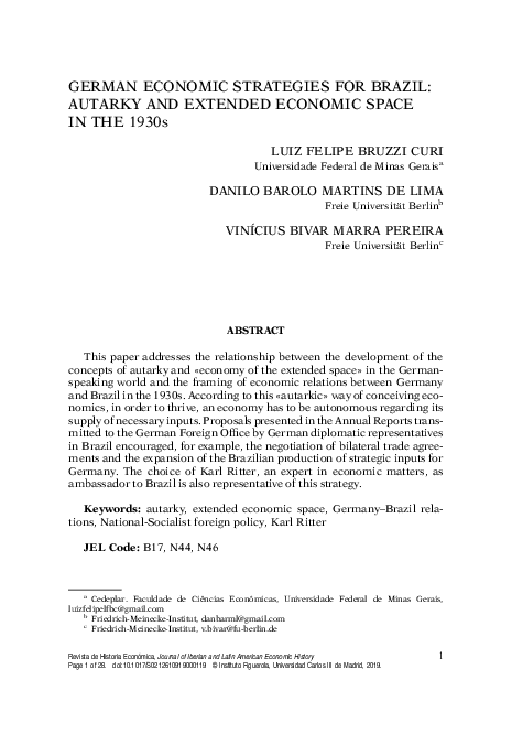 (PDF) German Economic Strategies for Brazil: Autarky and Extended ...