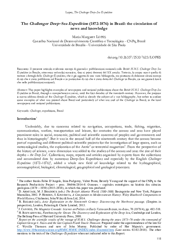 (PDF) The Challenger Deep–Sea Expedition (1872-1876) in Brazil: the ...