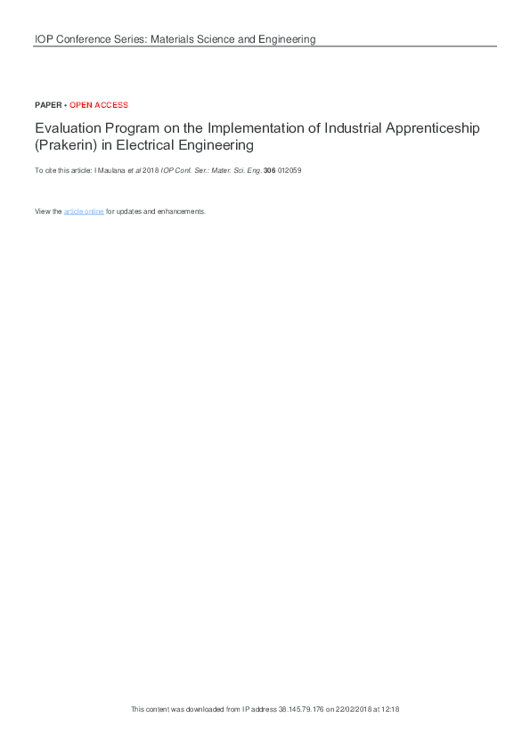 (PDF) Evaluation Program on the Implementation of Industrial Apprenticeship (Prakerin) in ...