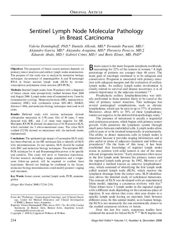 (PDF) Sentinel Lymph Node Molecular Pathology in Breast Carcinoma ...