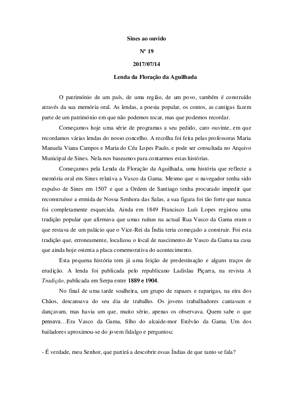 (PDF) Lenda da floração da aguilhada