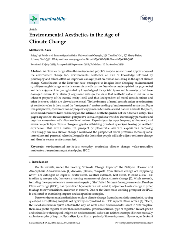 (PDF) Environmental Aesthetics in the Age of Climate Change