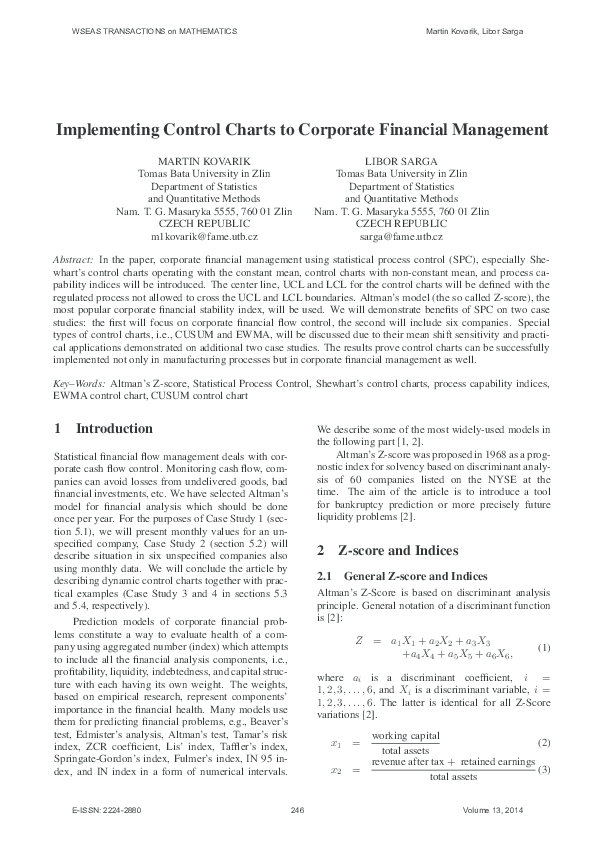 (PDF) Implementing Control Charts to Corporate Financial Management