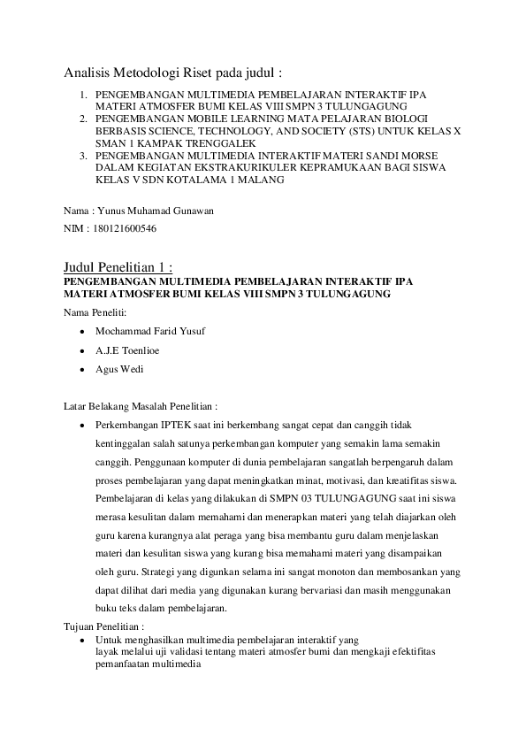 (DOC) Analisis Metodologi Riset pada judul