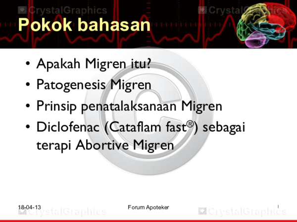 (PDF) Pokok bahasan • Apakah Migren itu? • Patogenesis Migren • Prinsip ...