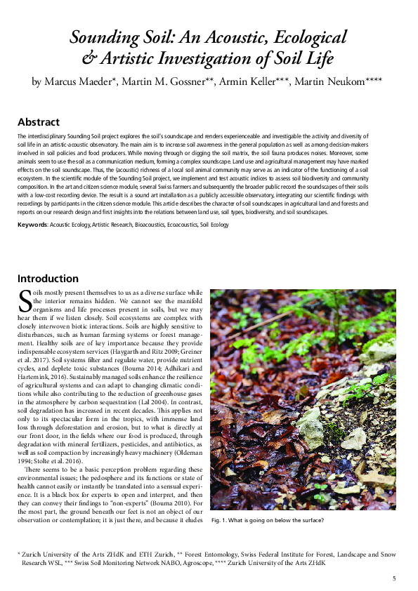 (PDF) Sounding Soil: An Acoustic, Ecological & Artistic Investigation of Soil Life