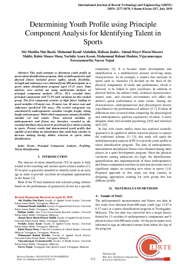 (PDF) Determining Youth Profile using Principle Component Analysis for ...