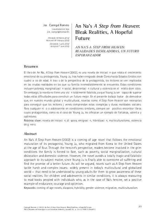 (PDF) An Na's A Step from Heaven: Bleak Realities, a Hopeful Future