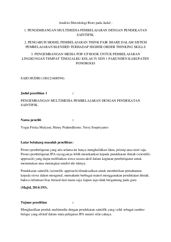(DOC) Analisis Metodologi Riset pada Judul