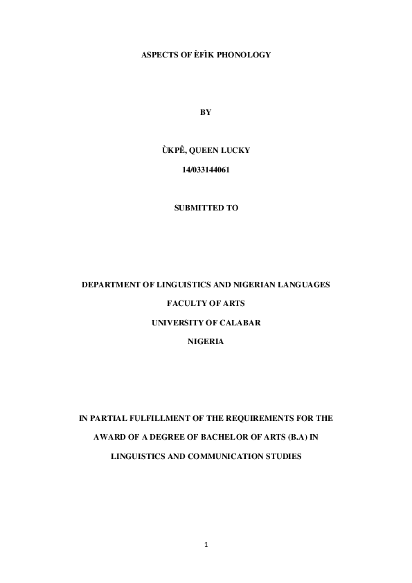 PDF) Challenges Of Bible/Liturgical Translations In The Efik Language ...