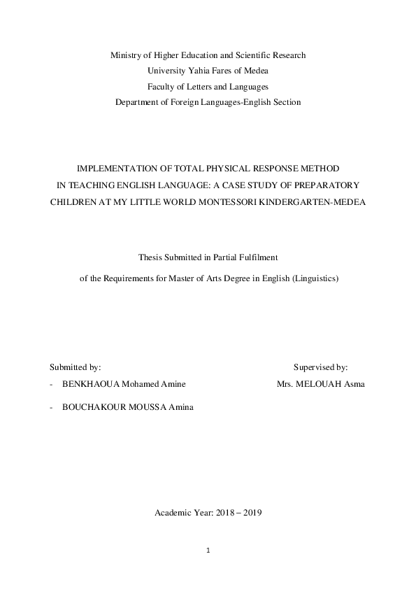 Doc Implementation Of The Tpr Method