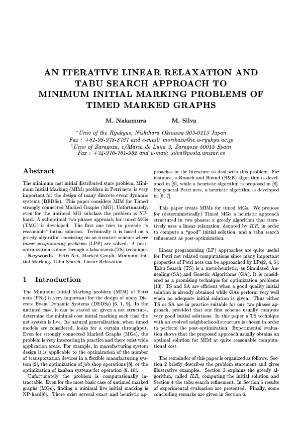 (PDF) An iterative linear relaxation and tabu search approach to minimum initial marking ...