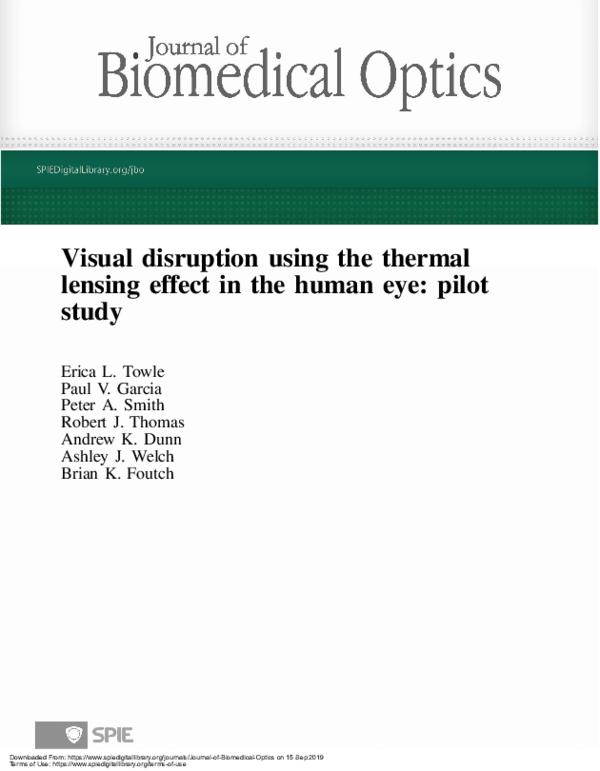 (PDF) Visual disruption using the thermal lensing effect in the human ...