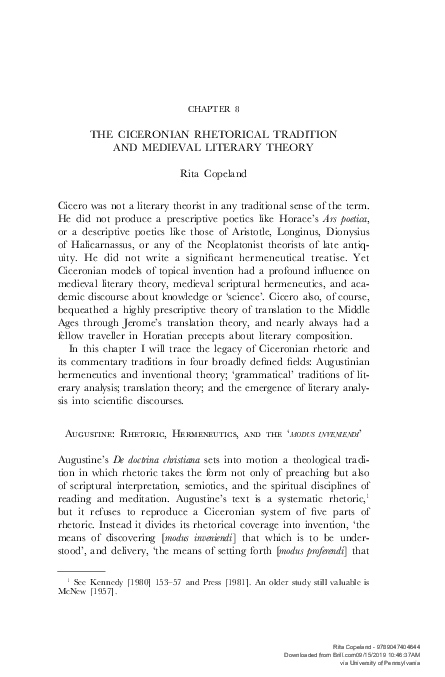 (PDF) THE CICERONIAN RHETORICAL TRADITION AND MEDIEVAL LITERARY THEORY