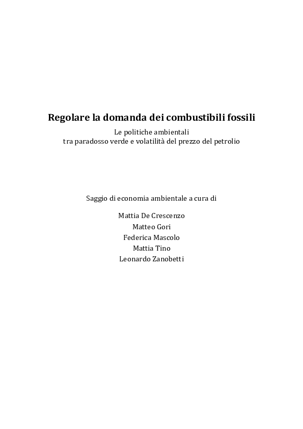 (PDF) Regolare la domanda dei combustibili fossili