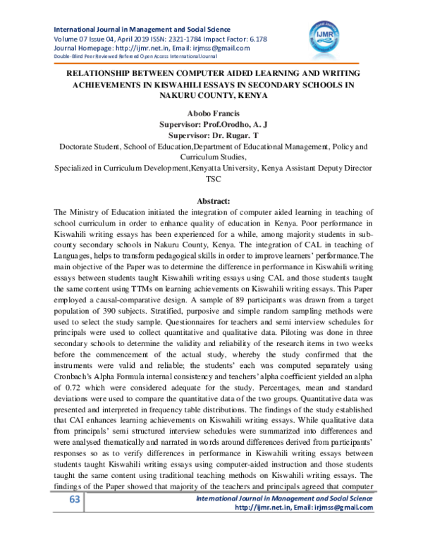(PDF) RELATIONSHIP BETWEEN COMPUTER AIDED LEARNING AND WRITING ...