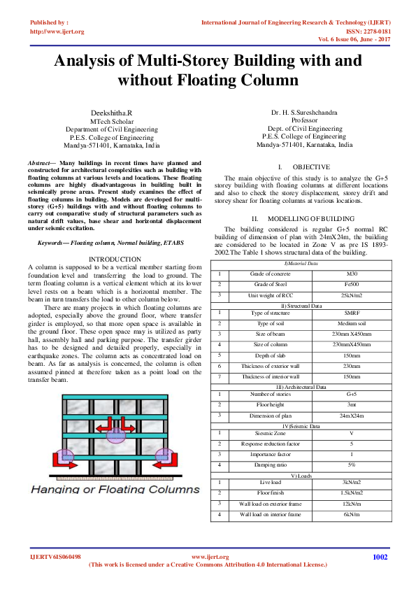 (PDF) Impact of Floating Columns in Seismic Design