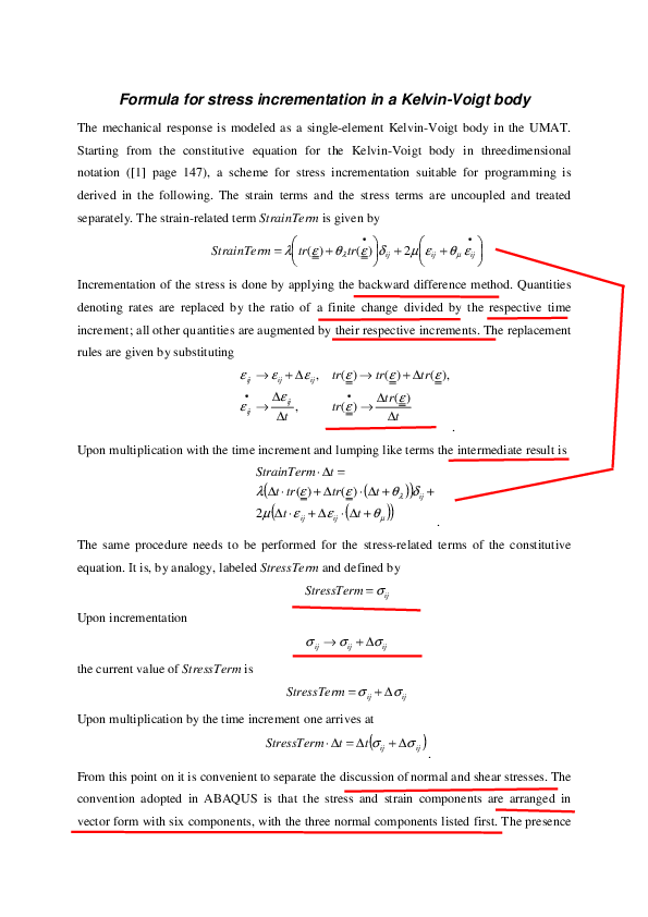 (PDF) Formula for stress incrementation in a Kelvin-Voigt body