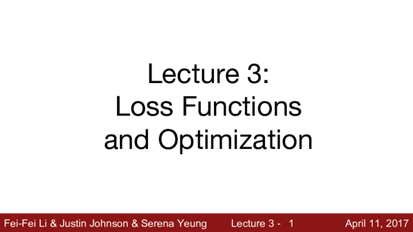 (PDF) Lecture 3: Loss Functions and Optimization