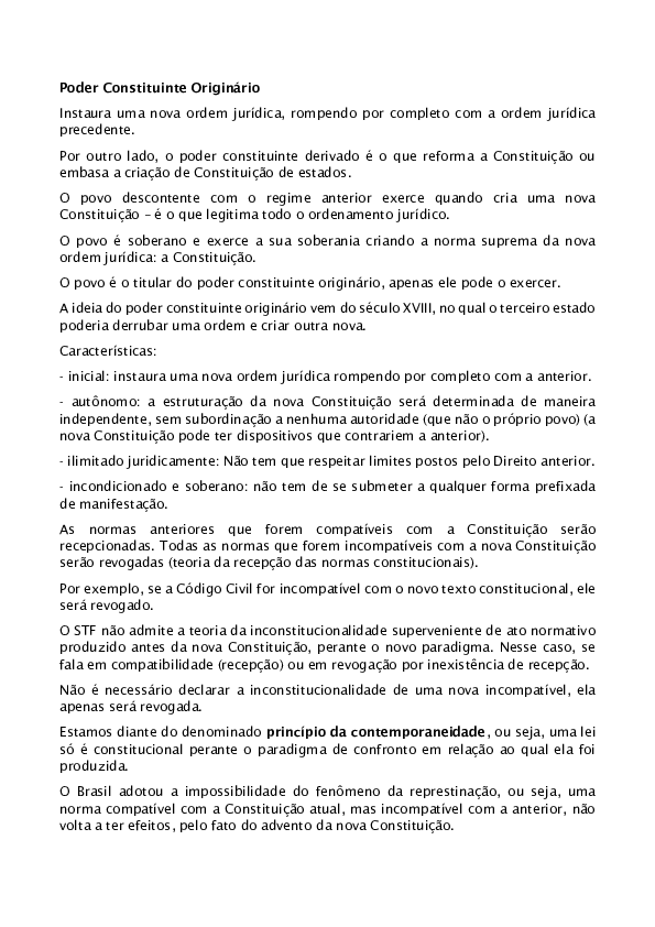(DOC) Poder Constituinte Originário