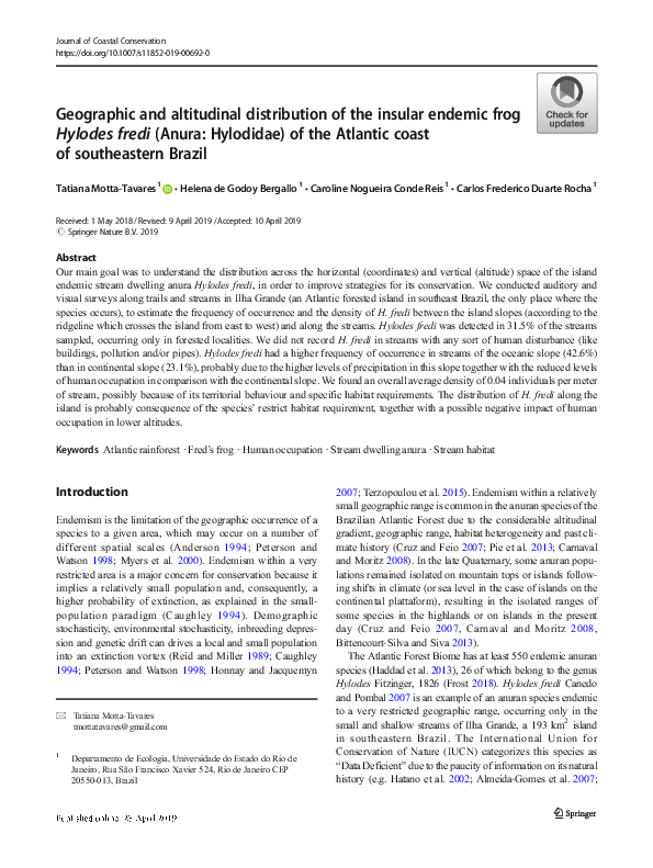 (PDF) Geographic and altitudinal distribution of the insular endemic ...