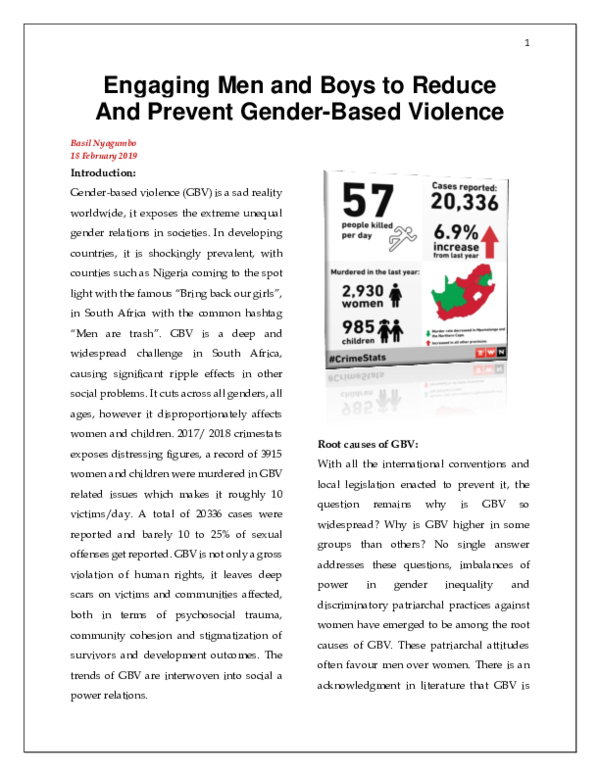 (PDF) Engaging Men and Boys to Reduce And Prevent Gender-Based Violence