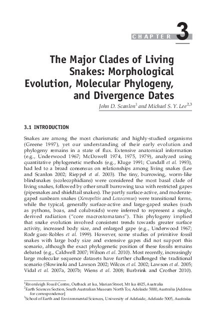 (PDF) Scanlon, J. D. and Lee, M.S.Y. 2011. The major clades of snakes ...