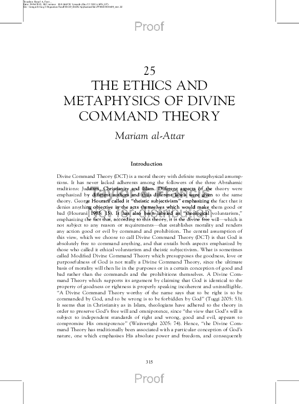 (PDF) The Ethics and Metaphysics of Divine Command Theory