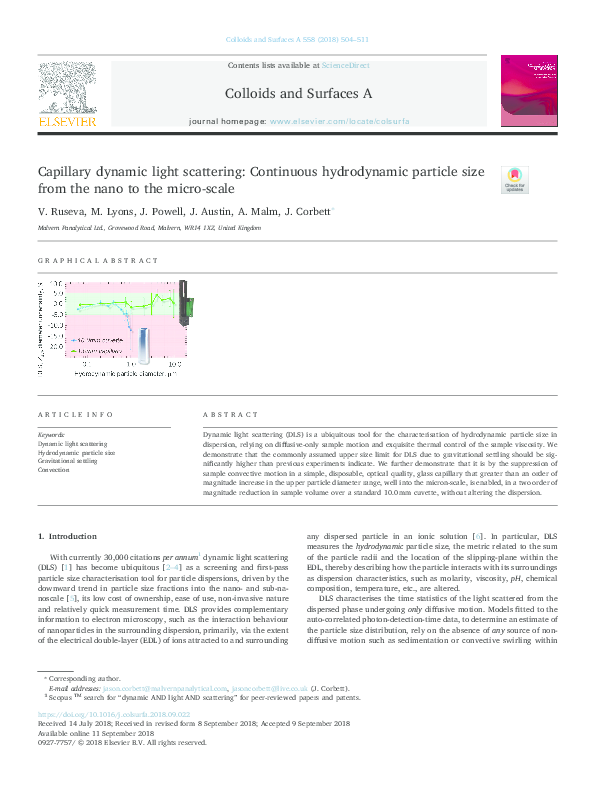 (PDF) Capillary dynamic light scattering: Continuous hydrodynamic ...