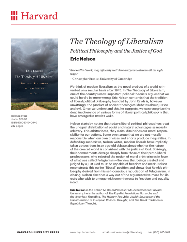 (PDF) The Theology of Liberalism: Political Philosophy and the Justice ...