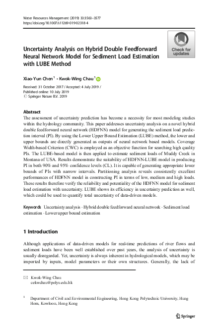 (PDF) Uncertainty Analysis on Hybrid Double Feedforward Neural Network Model for Sediment Load ...