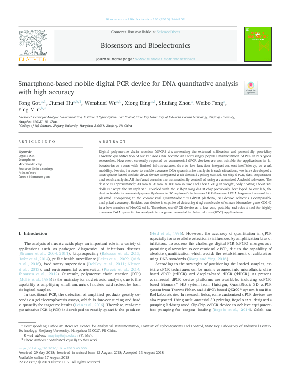 (PDF) Smartphone-based mobile digital PCR device for DNA quantitative ...