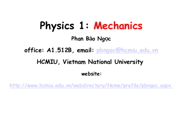 (PDF) Physics 1: Mechanics