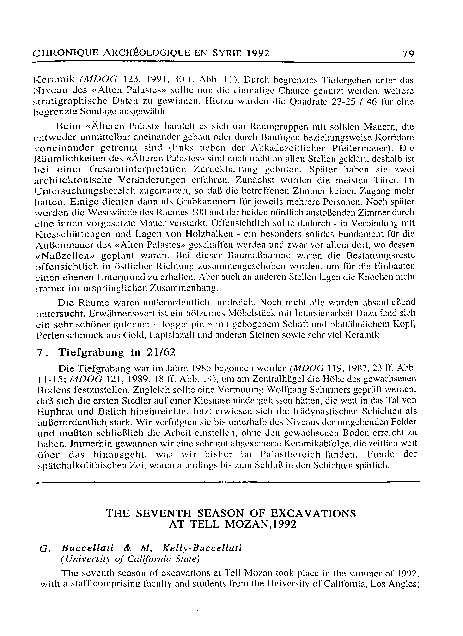 (PDF) The Seventh Season of Excavations at Tell Mozan, 1992