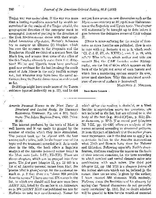 (PDF) Amorite Personal Names in the Mari Texts: A Structural and ...