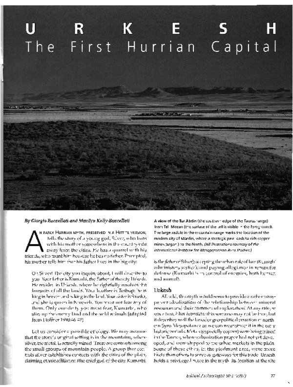 (PDF) Urkesh. The First Hurrian Capital