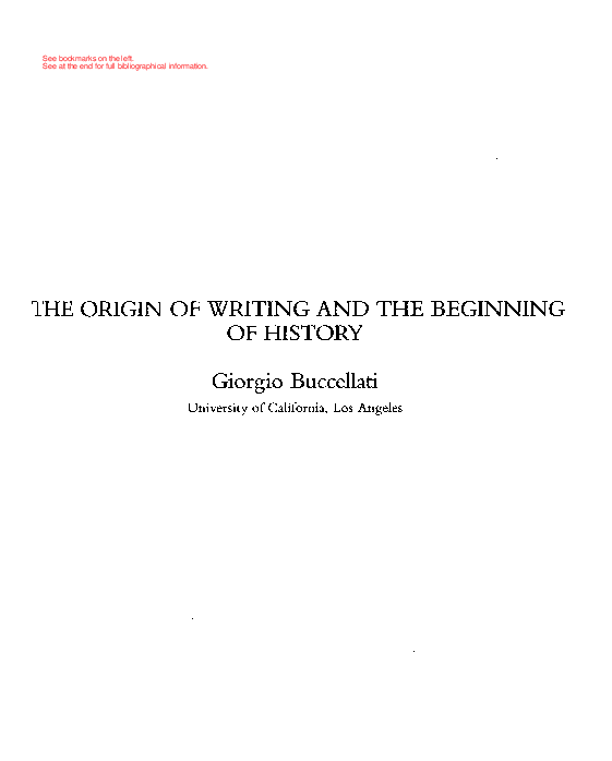(PDF) The Origin of Writing and the Beginning of History