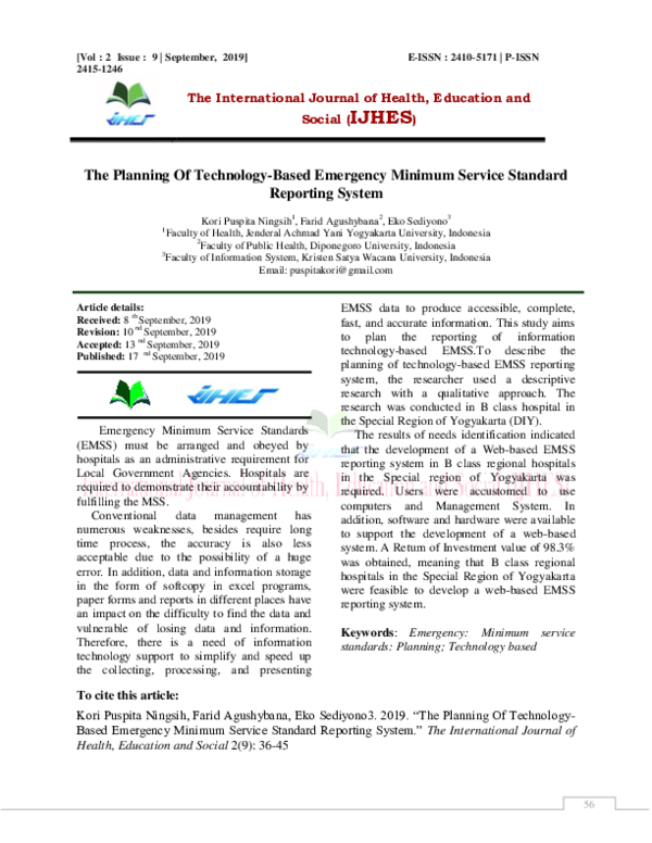 (PDF) The Planning Of Technology-Based Emergency Minimum Service ...