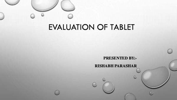 (PPT) Evaluation Of Tablet