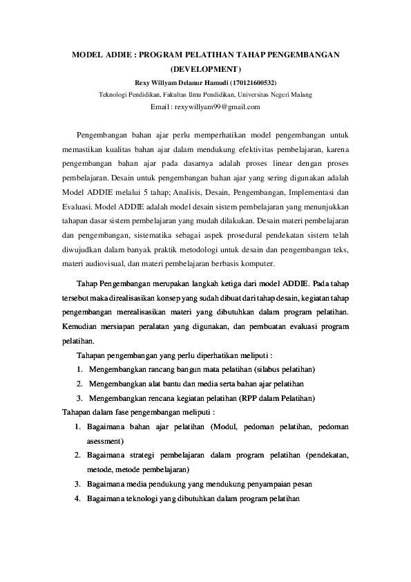 (DOC) Tahap Development Model ADDIE (DOC) Tahap Development Model ADDIE