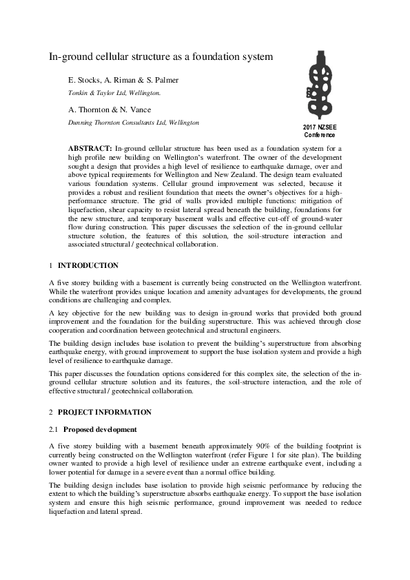 (PDF) In-ground cellular structure as a foundation system 2017 NZSEE ...