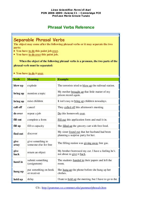 (PDF) Phrasal Verbs Reference