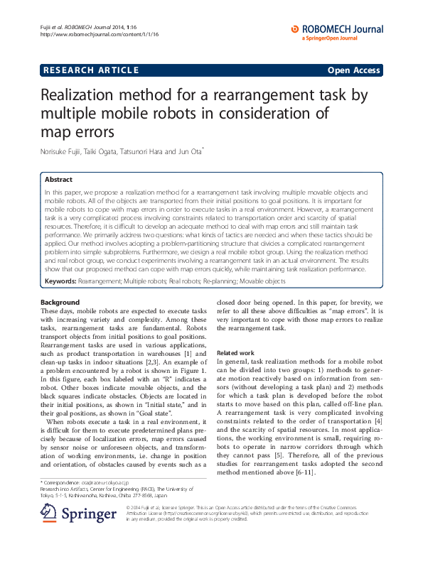 (PDF) Realization method for a rearrangement task by multiple mobile robots in consideration of ...