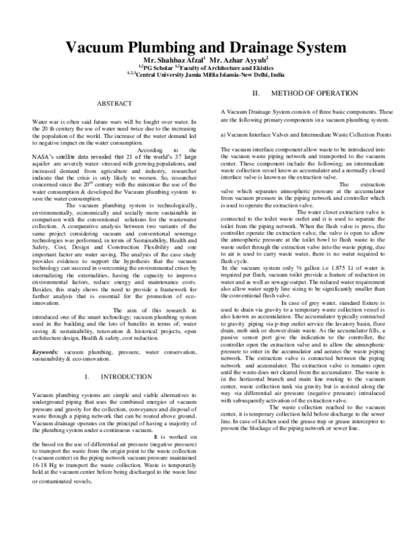 (PDF) Vacuum Plumbing and Drainage System