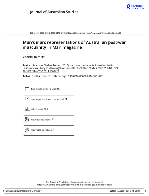 (PDF) Man's Man: Representations of Australian Postwar Masculinity in ...