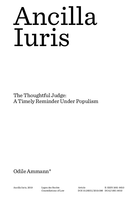 (PDF) 'The Thoughtful Judge: A Timely Reminder under Populism', (2019 ...