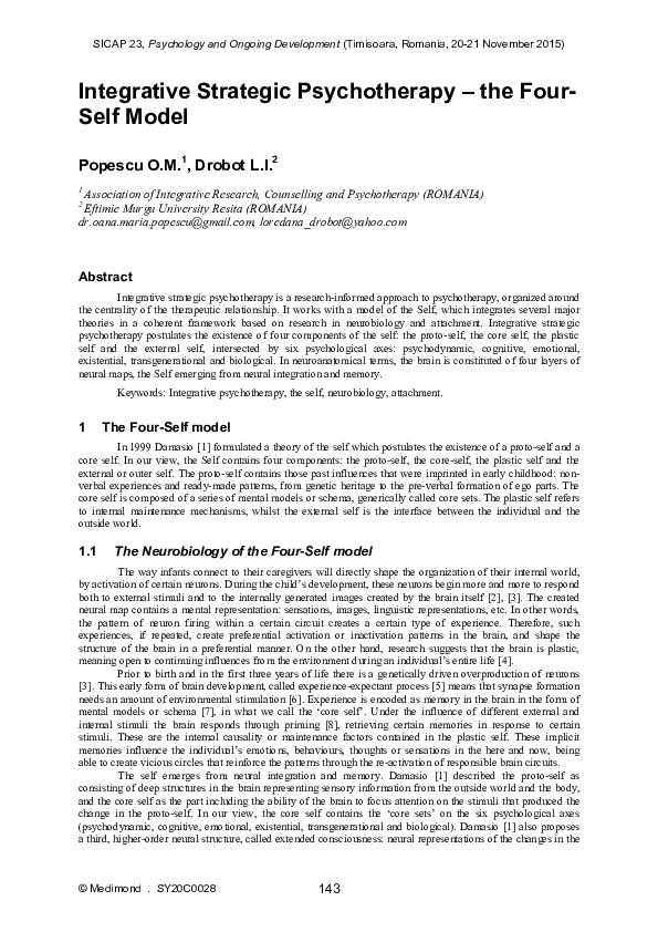 (PDF) Integrative Strategic Psychotherapy -the Four- Self Model