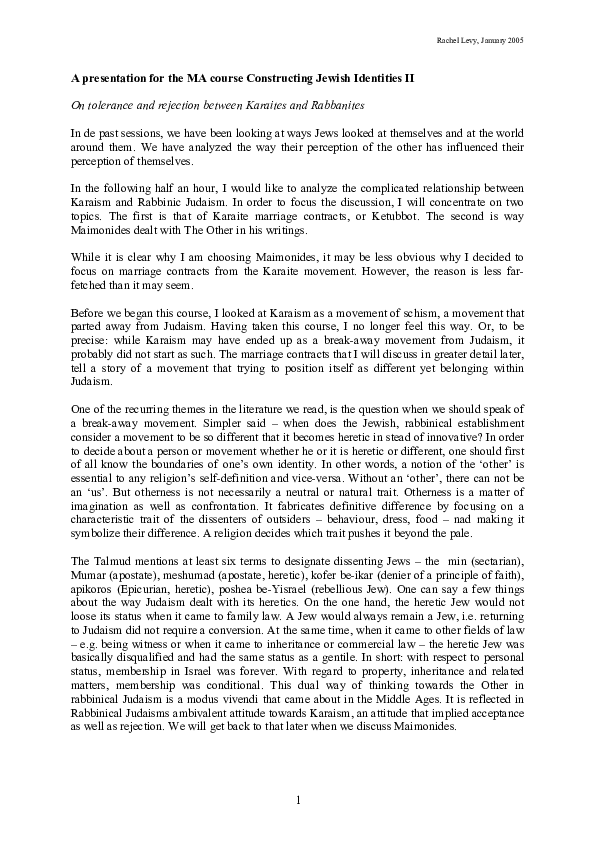 (PDF) A presentation for the MA course Constructing Jewish Identities ...