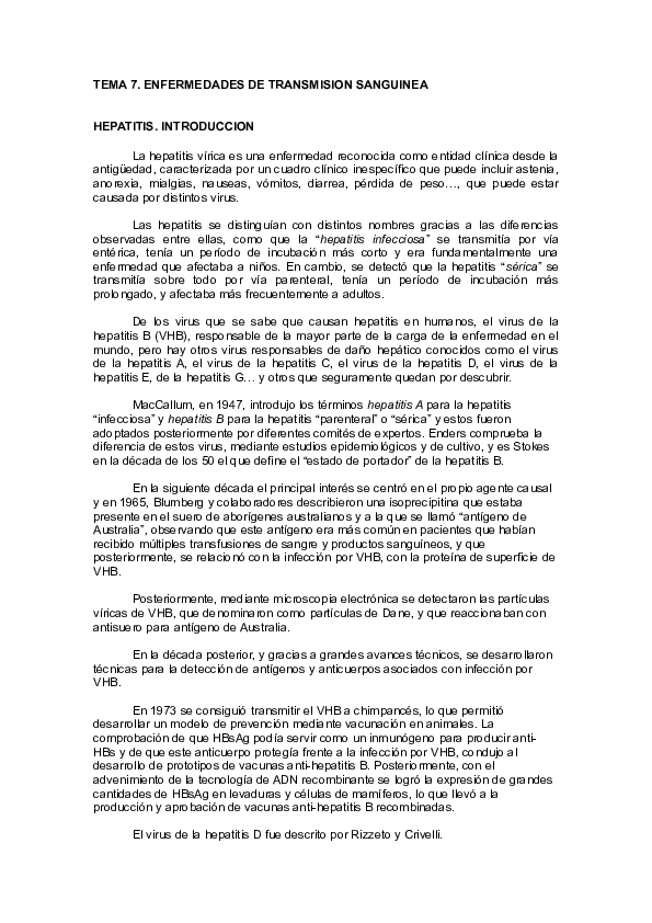 (DOC) TEMA 7. ENFERMEDADES TRANSMISION SANGUINEA
